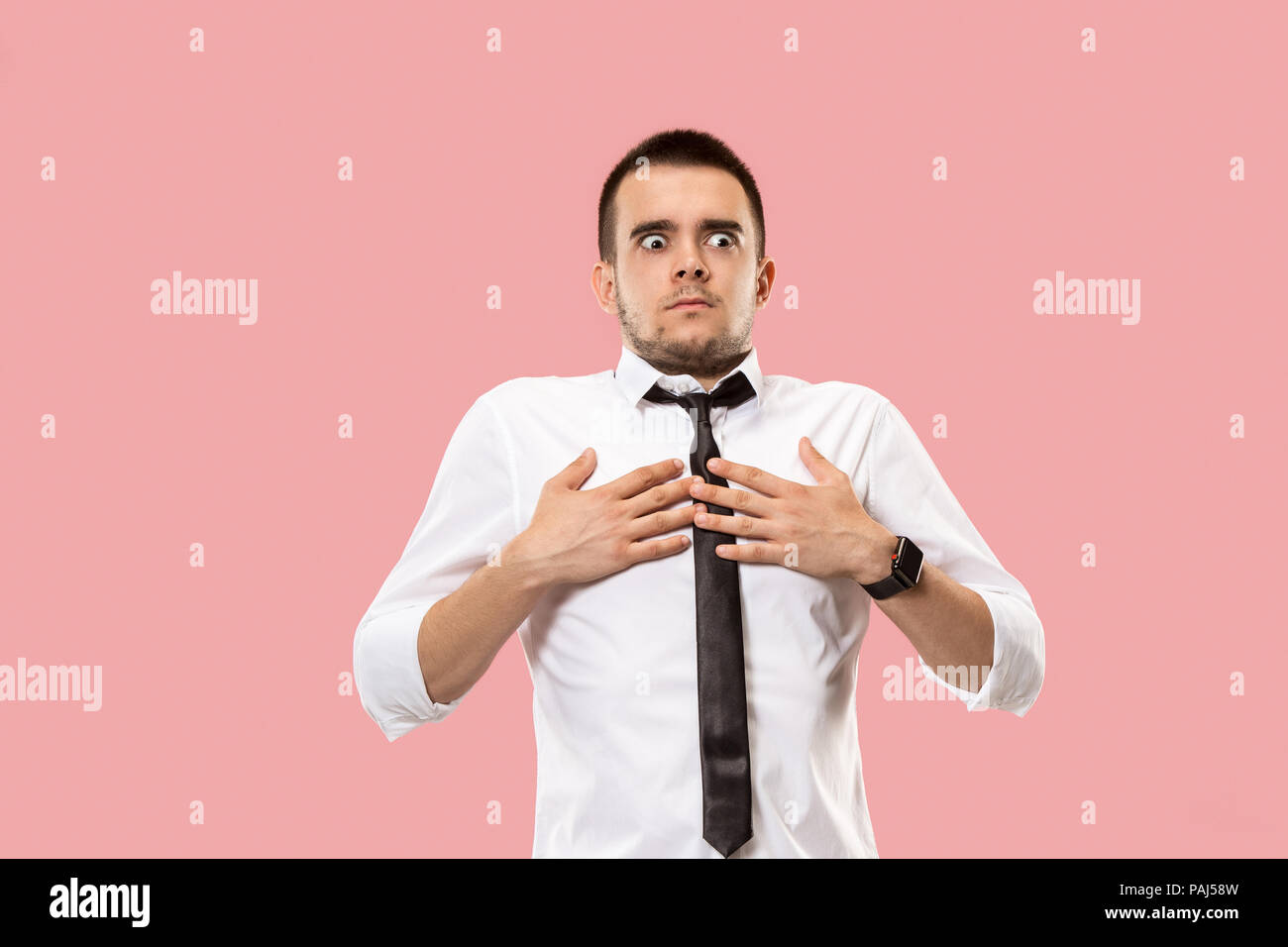 Portrait of the scared man Stock Photo - Alamy