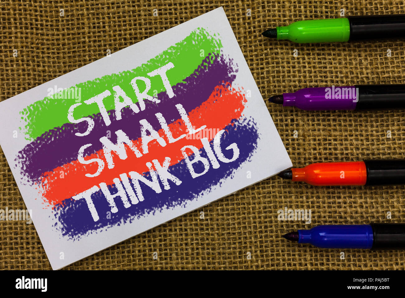 Word writing text Start Small Think Big. Business concept for Initiate ...