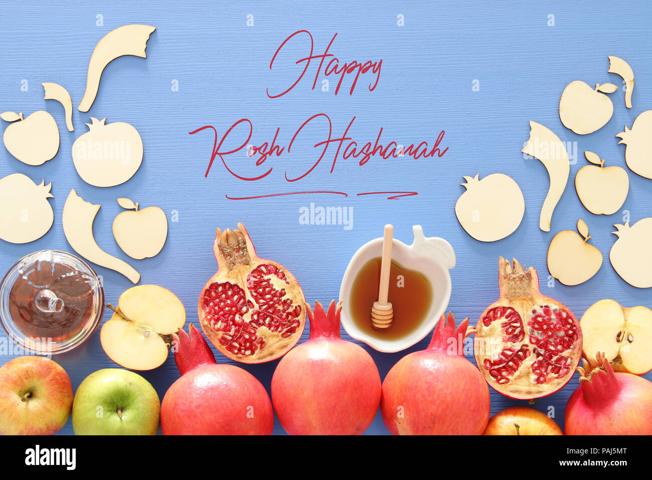 Rosh hashanah (jewish New Year holiday) concept. Traditional symbols ...