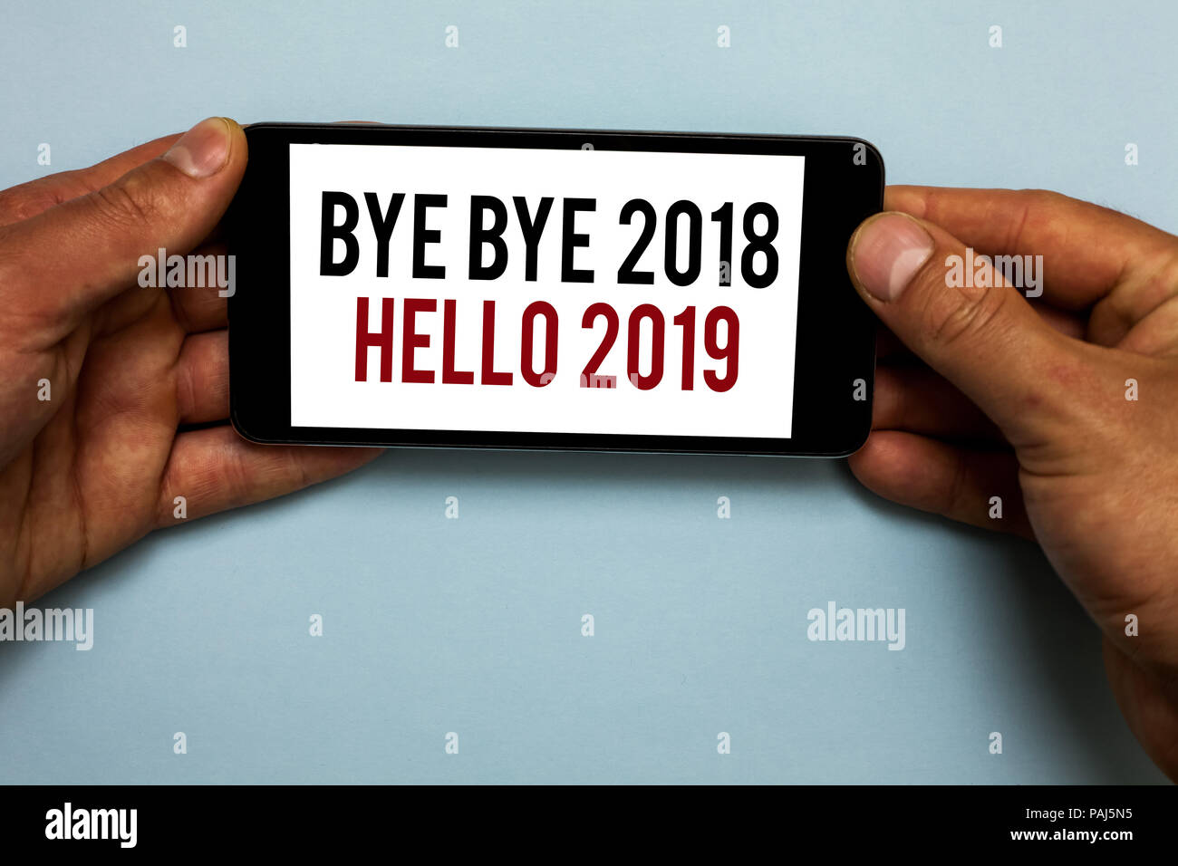 Word writing text Bye Bye 2018 Hello 2019. Business concept for ...