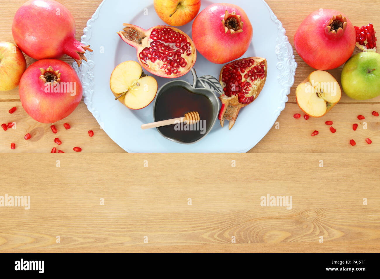 Rosh hashanah (jewish New Year holiday) concept. Traditional symbols ...