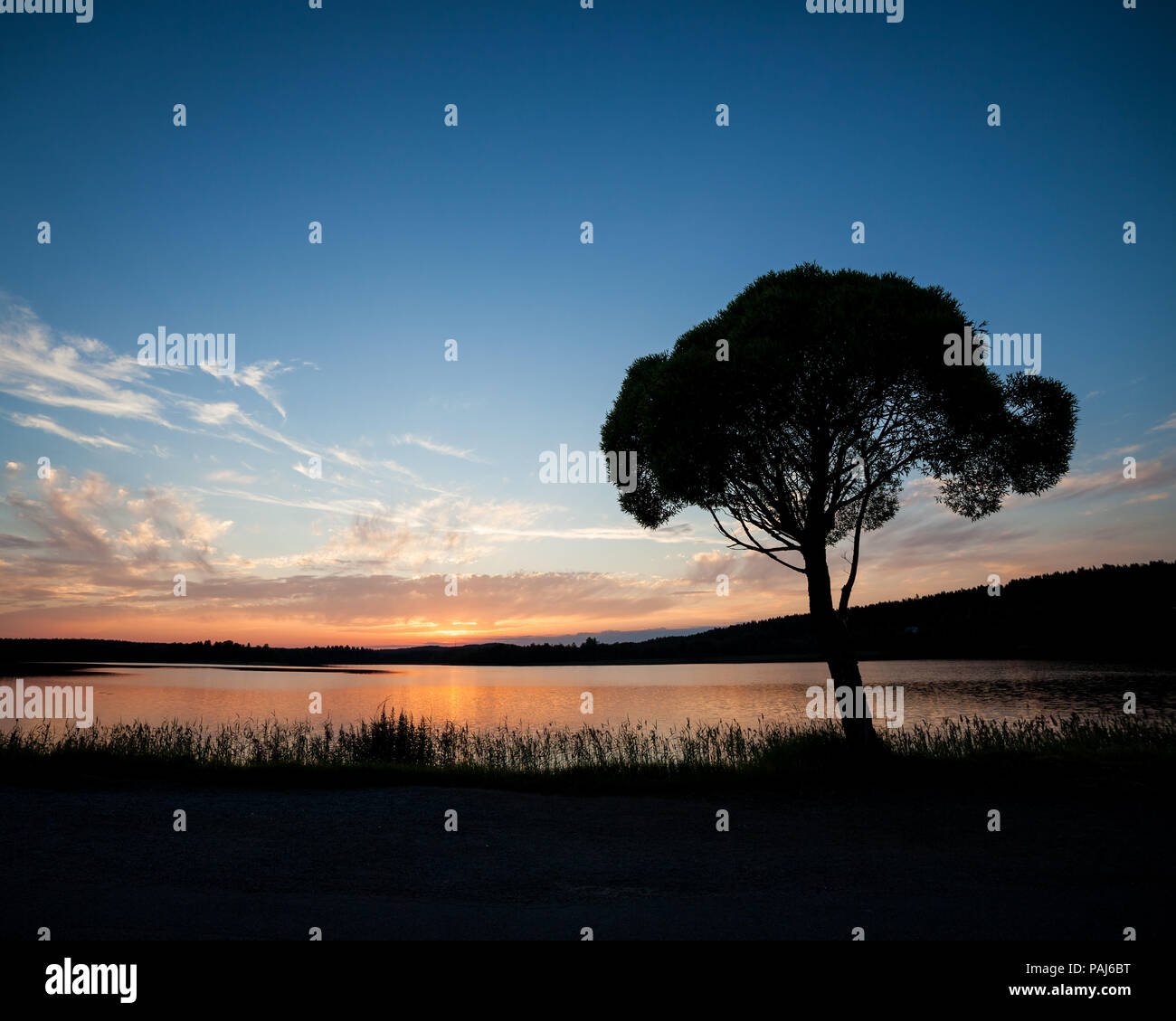 Sunset at lakeside Stock Photo - Alamy