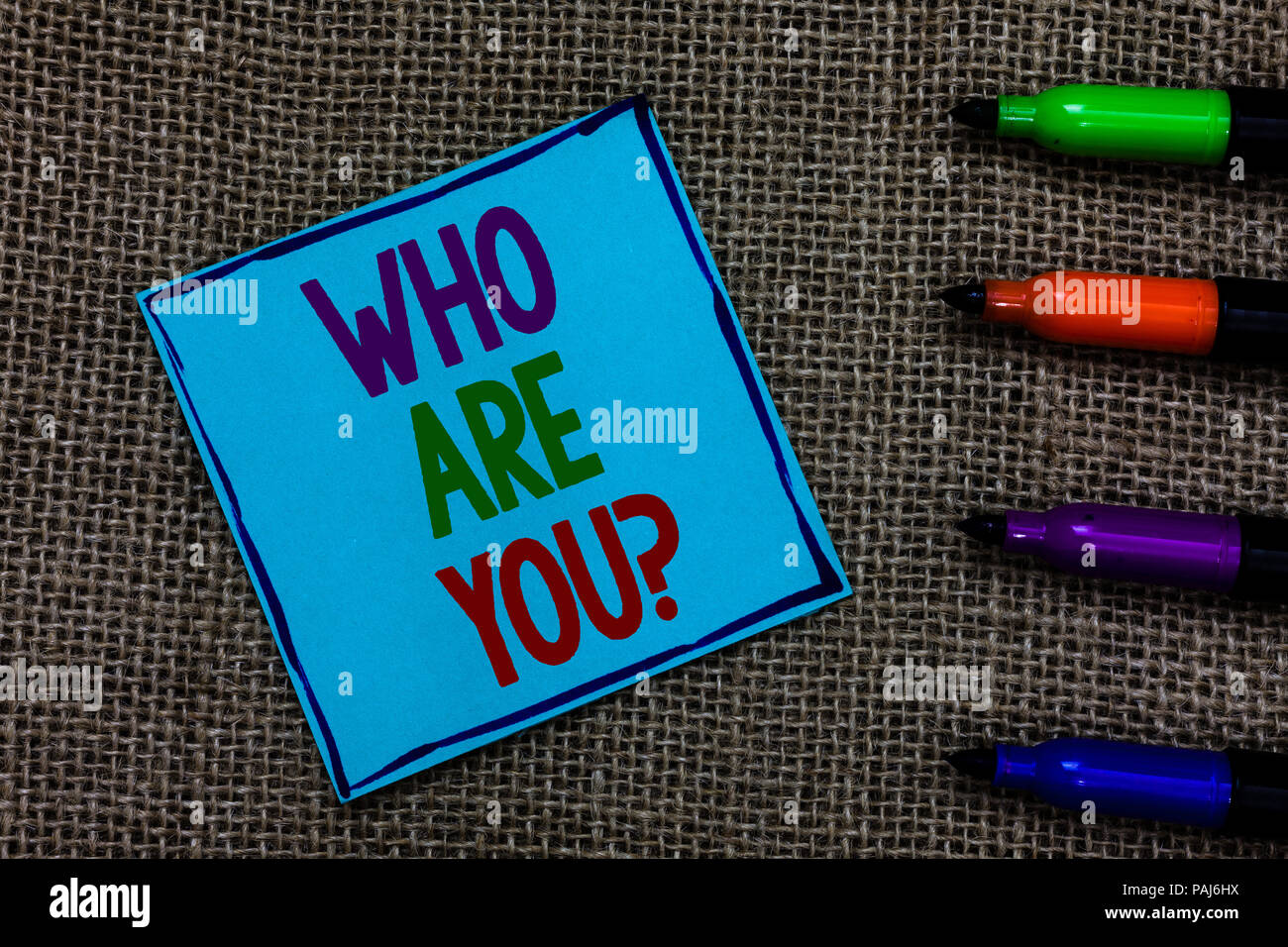 Writing note showing Who Are You question. Business photo showcasing ...