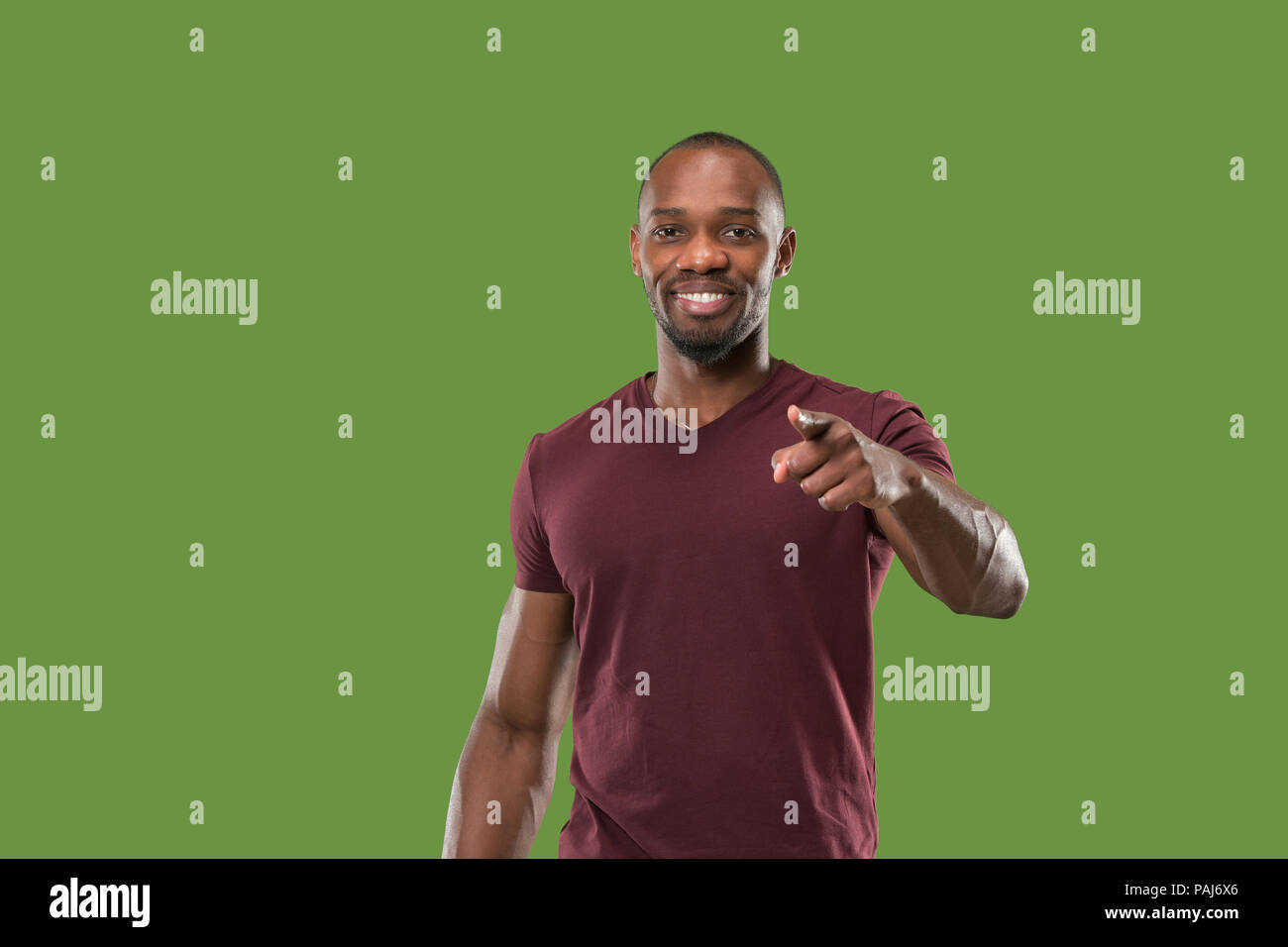 The happy business man point you and want you, half length closeup ...