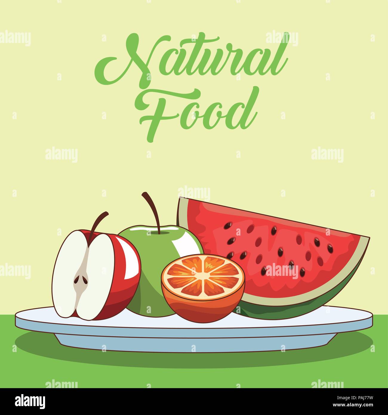 Natural and organic fruits food cartoons vector illustration graphic ...