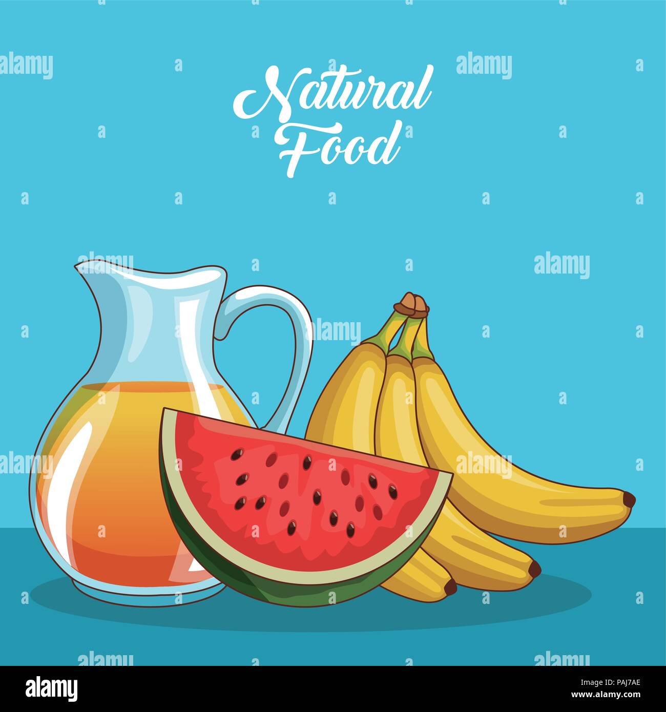Natural and organic fruits and juice food cartoons vector illustration ...