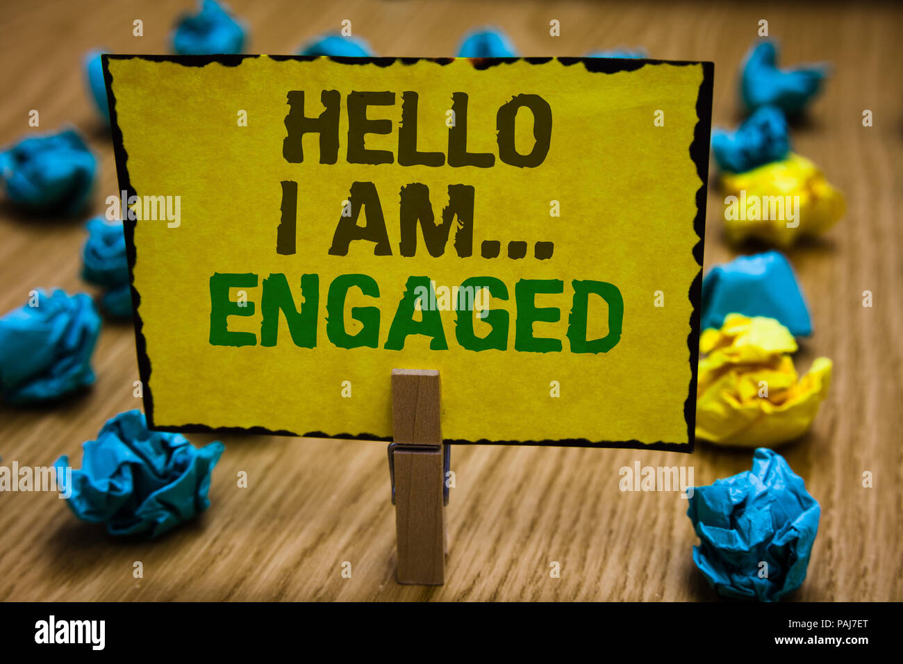 Writing note showing Hello I Am... Engaged. Business photo showcasing ...