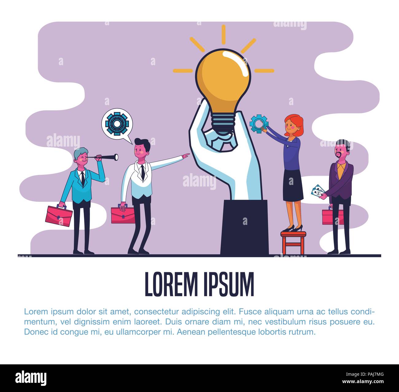 Business people working in big idea vector illustration graphic design ...