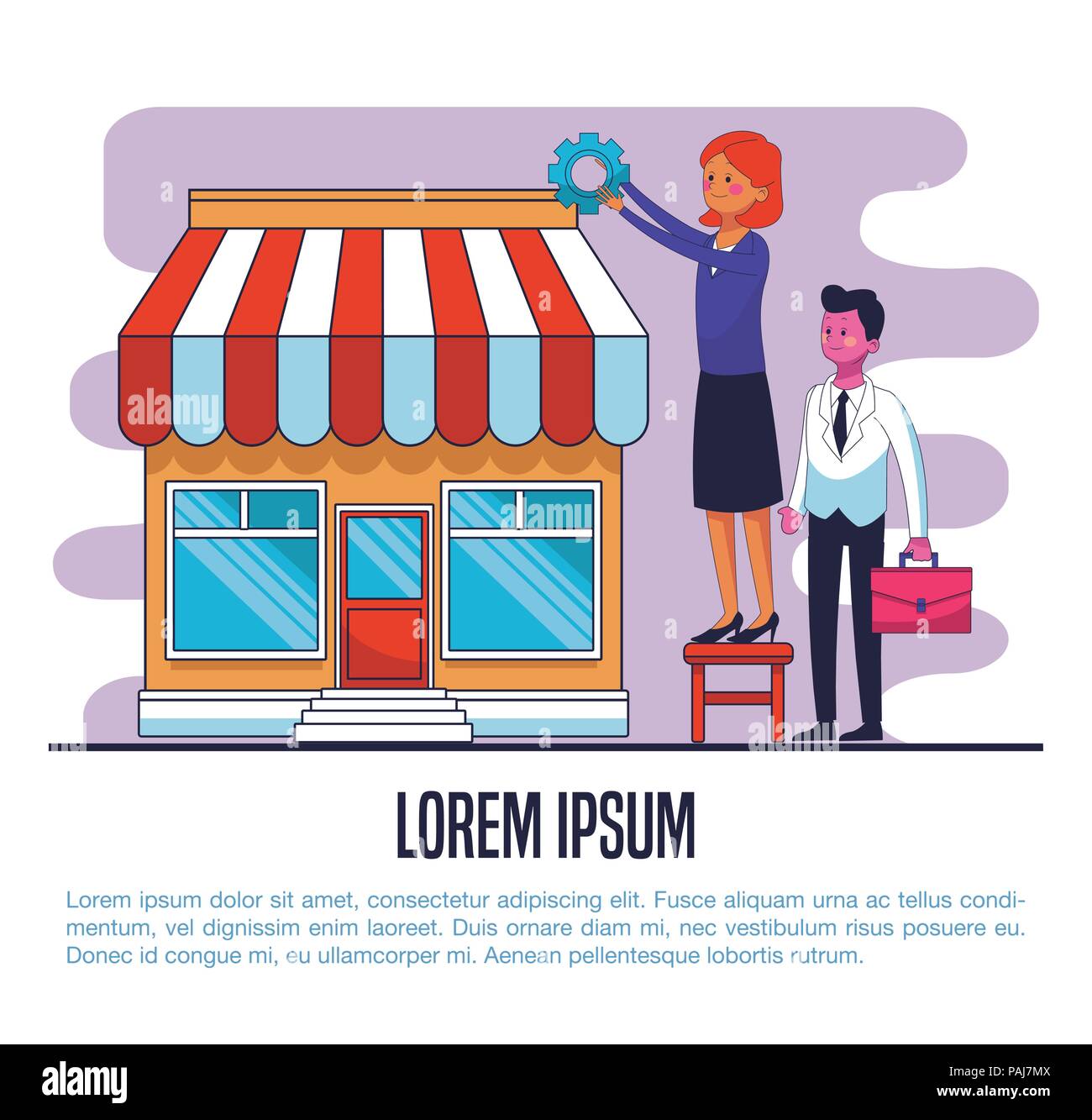 Business people working in store vector illustration graphic design ...