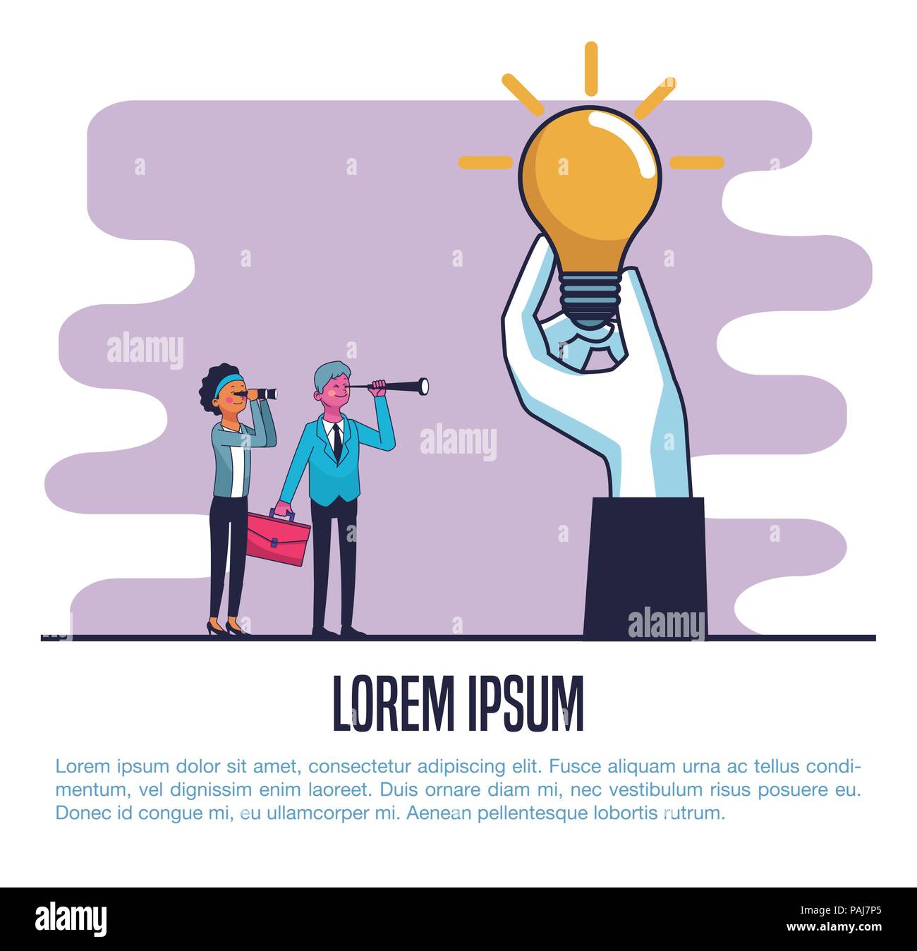 Business people looking for big idea vector illustration graphic design ...