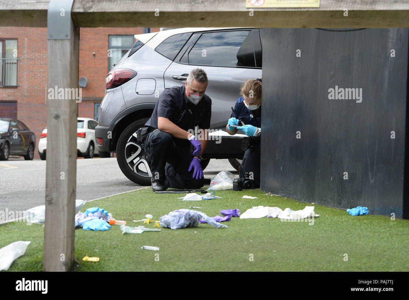Crime scene investigators at the scene near the hilton hotel hi-res ...