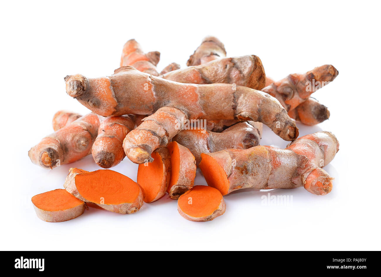 Fresh turmeric isolated on white background Stock Photo - Alamy