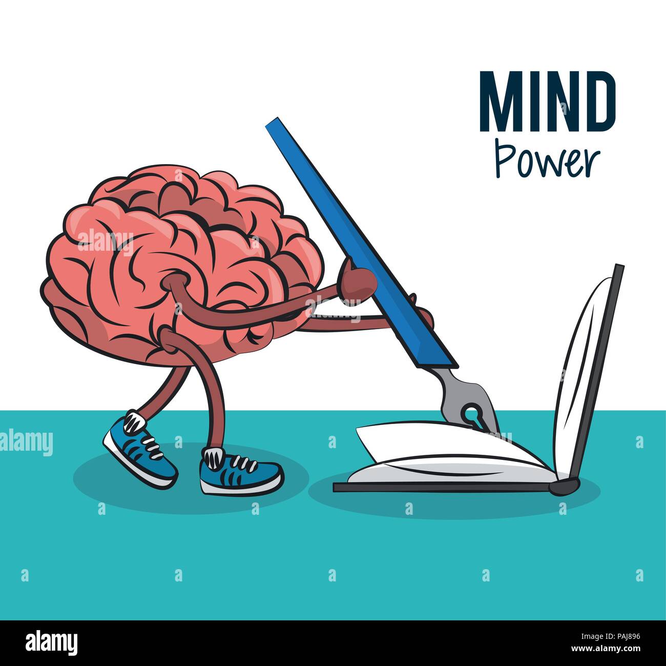 Brain cartoon writing on book vector illustration graphic design Stock ...