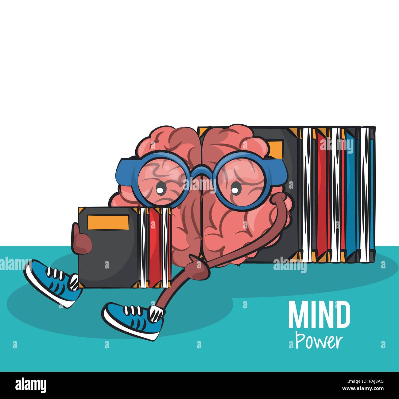 Brain seated and reading books vector illustration graphic design Stock ...