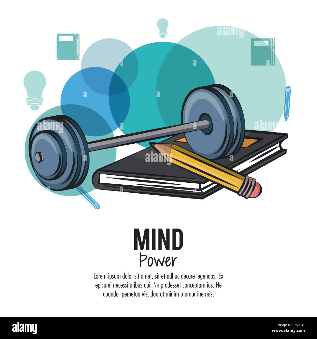 Mind power and intelligence cartoons elements vector illustration ...