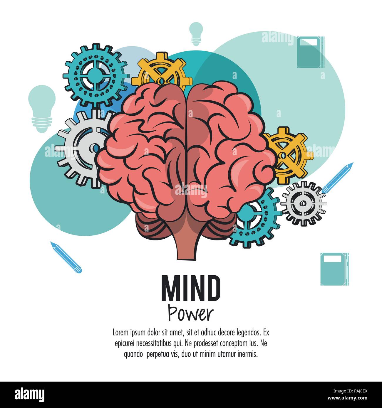 Human brain with gears working vector illustration graphic design Stock ...