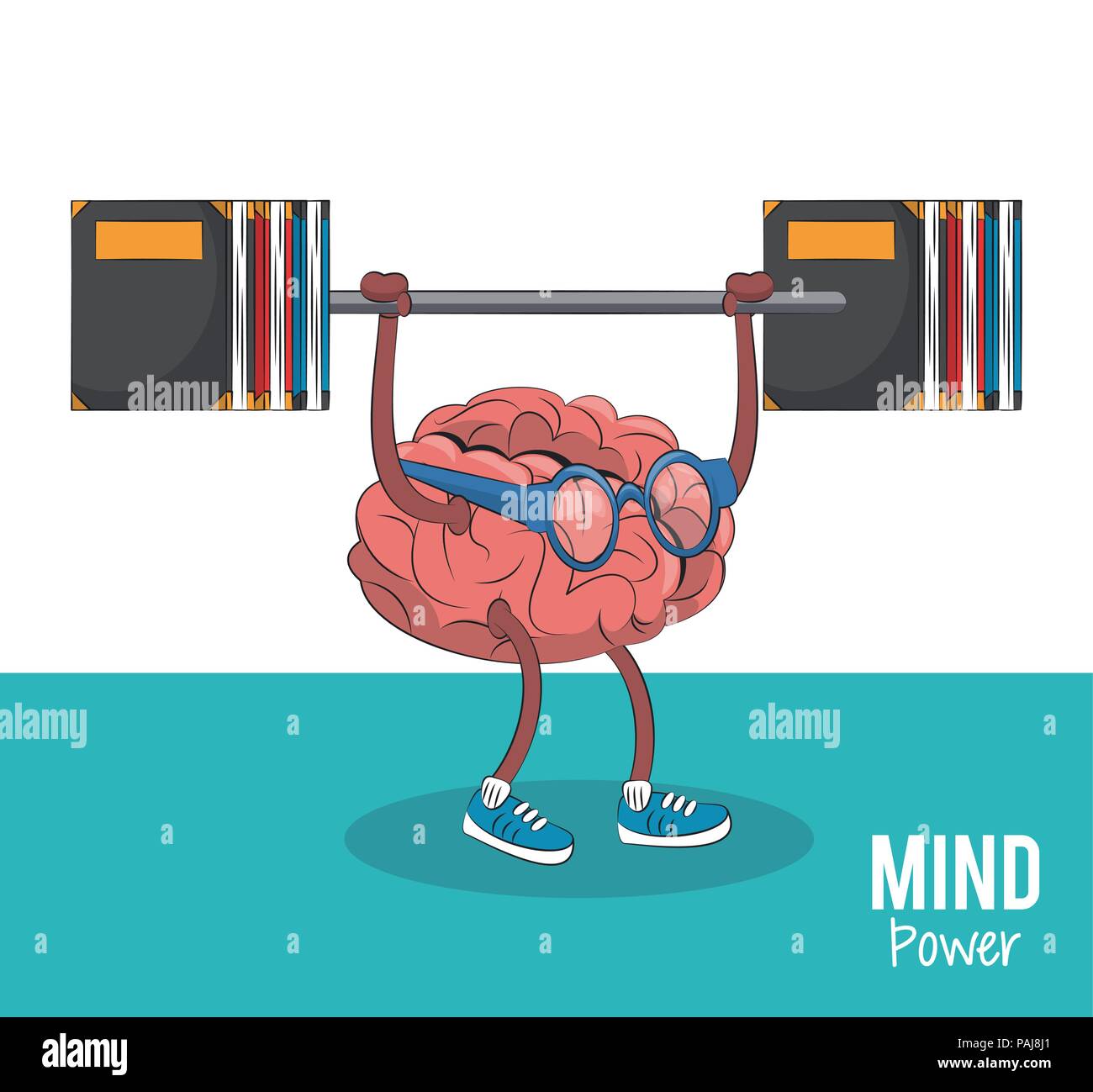 Cute brain lifting books cartoons vector illustration graphic design ...