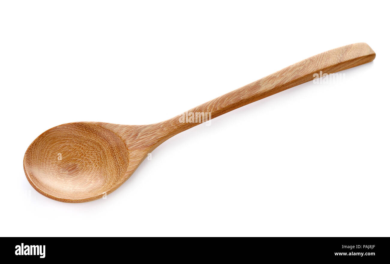 wood spoon on white background Stock Photo - Alamy