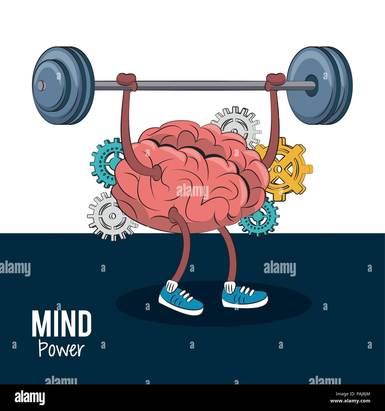 Brain cartoon lifting weights vector illustration graphic design Stock ...