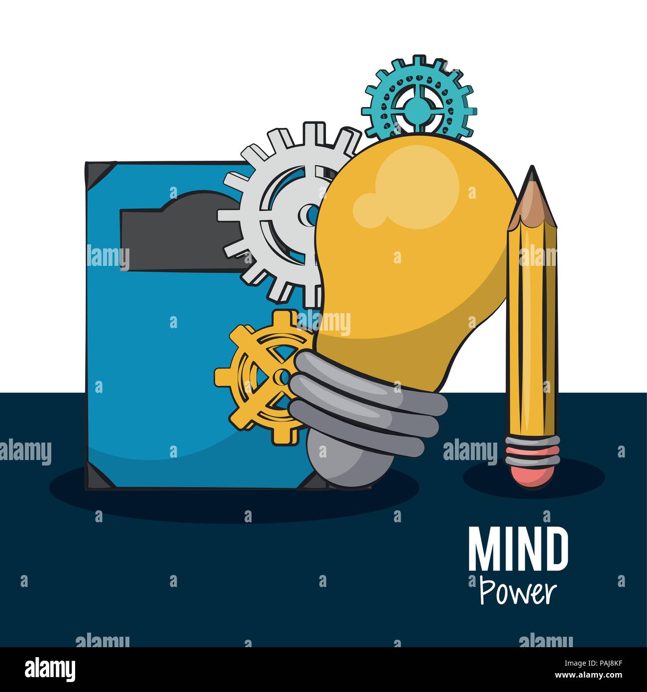 Mind power and intelligence cartoons elements vector illustration ...