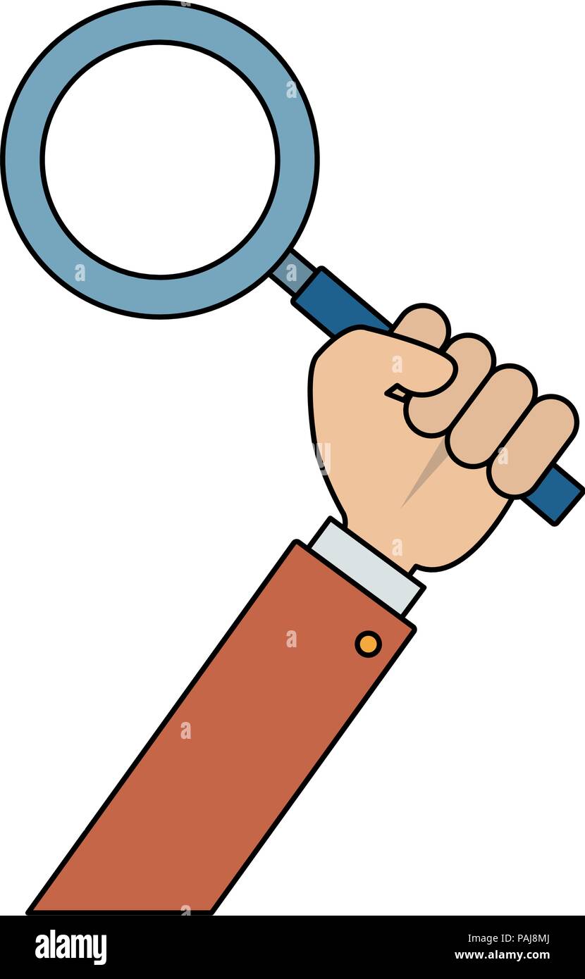 Hand holding magnifying glass vector illustration graphic design Stock ...