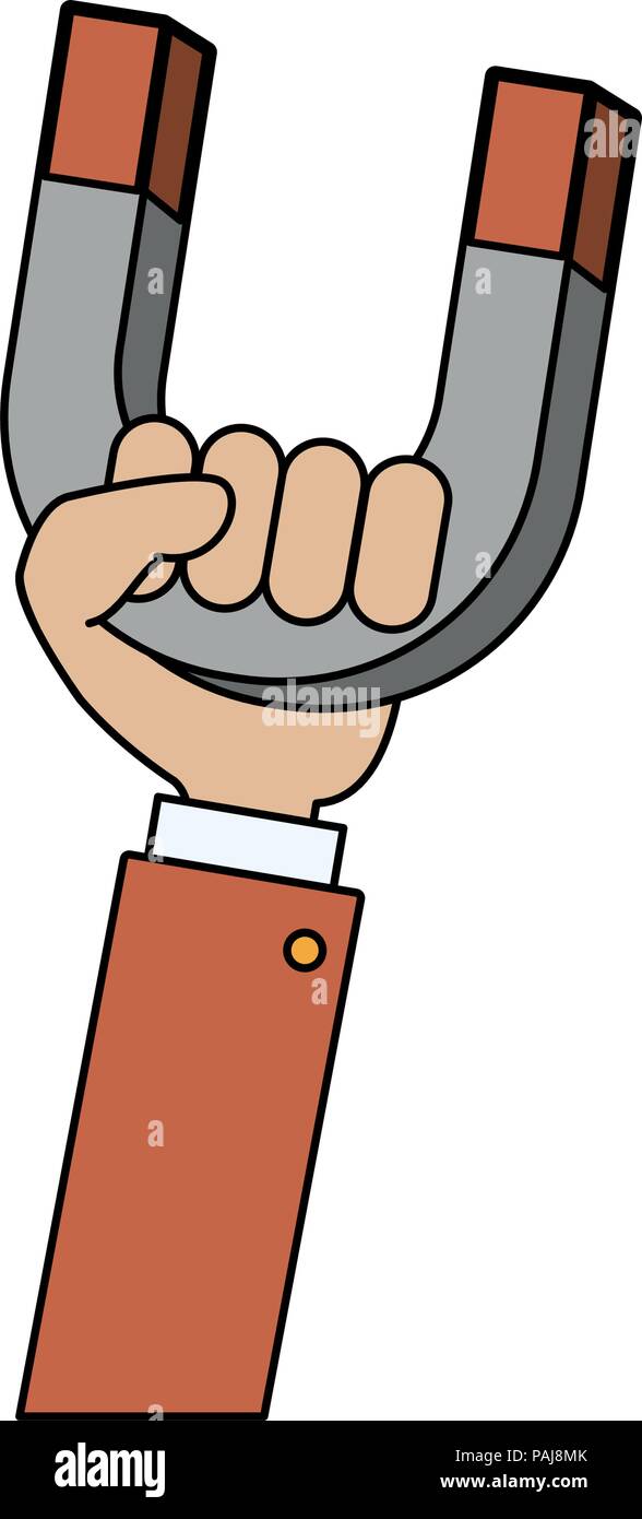 Hand with magnet vector illustration graphic design Stock Vector Image ...
