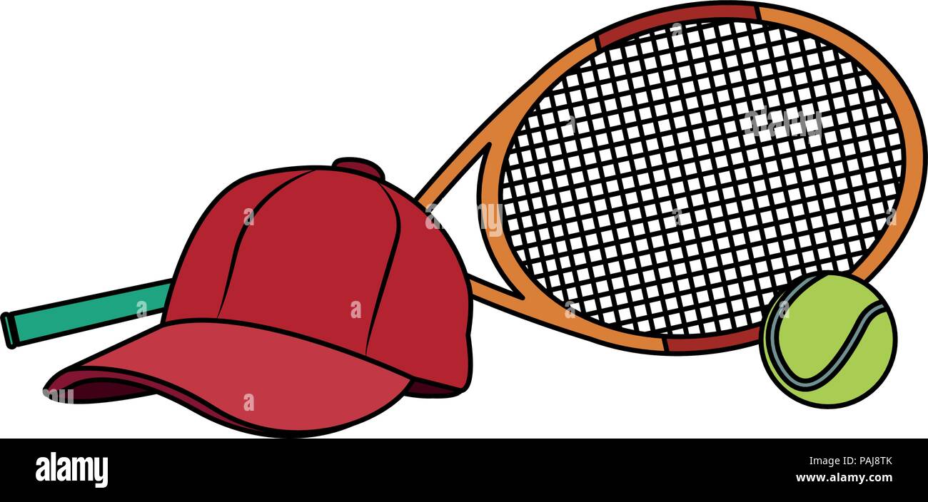 Tennis racket and hat with ball vector illustration graphic design ...