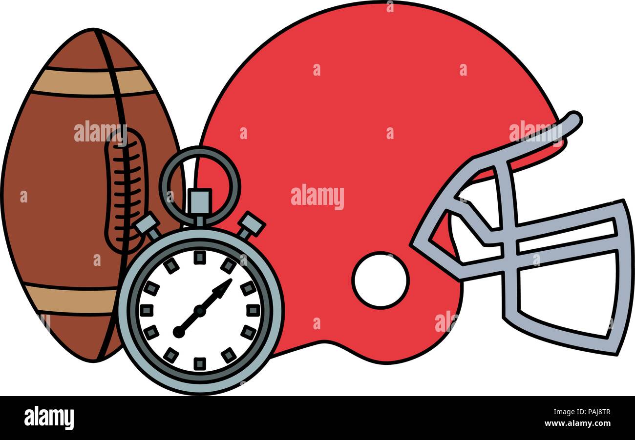 Football helmet with ball and timer vector illustration graphic design ...
