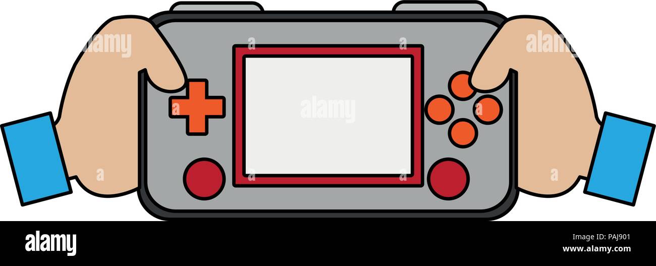 Retro videogame console portable vector illustration graphic design ...