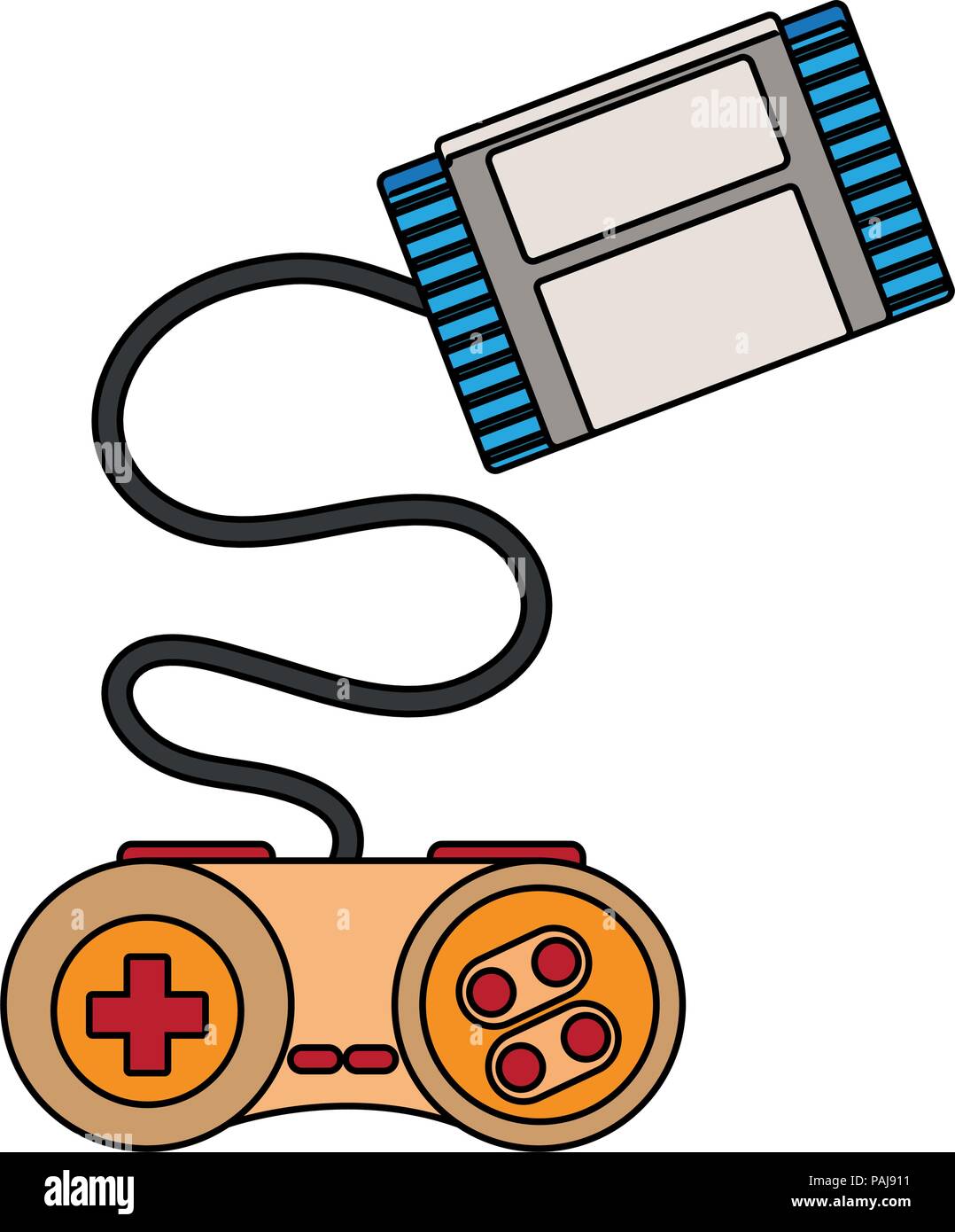 retro gamepad connected to cassette vector illustration graphic design ...