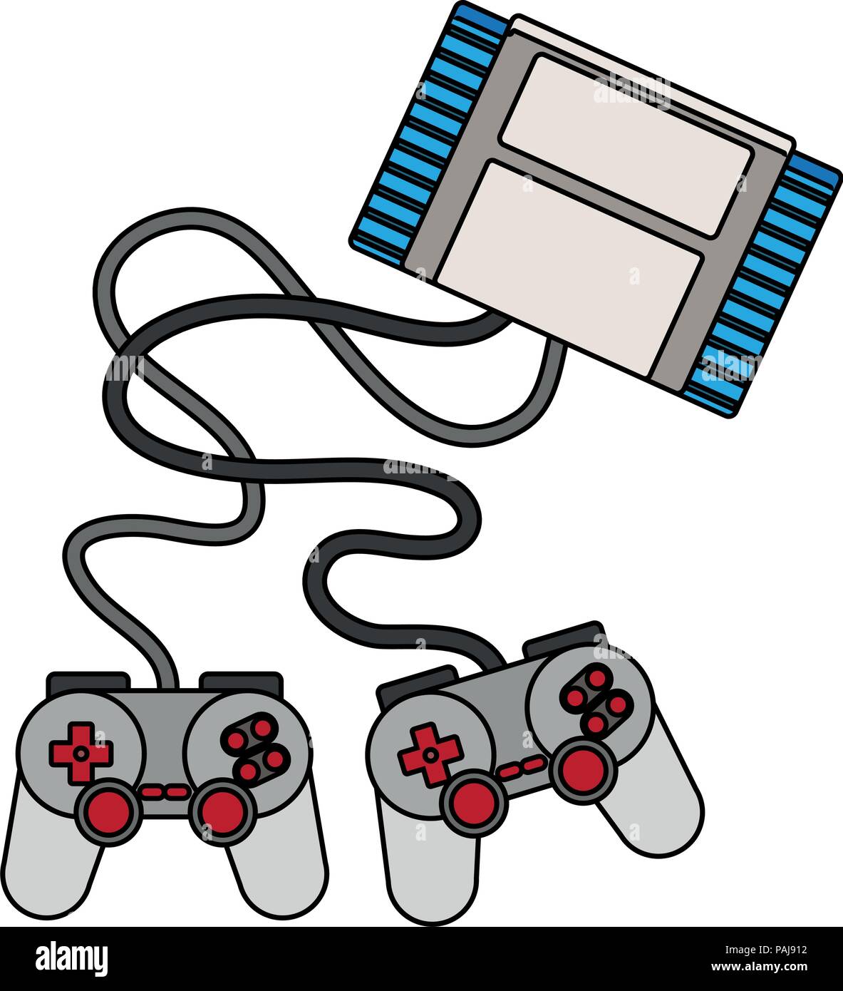Gamepads connected to cassette vector illustration graphic design Stock ...
