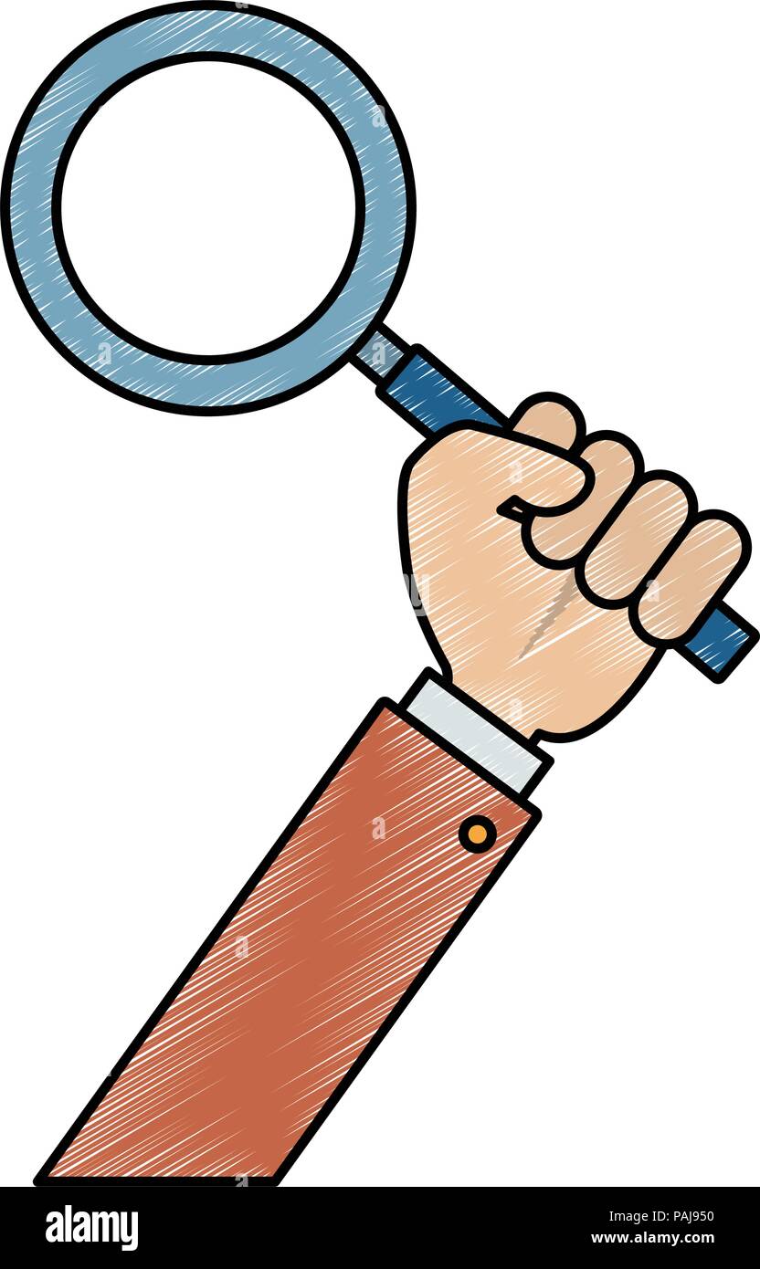Hand holding magnifying glass vector illustration graphic design Stock ...