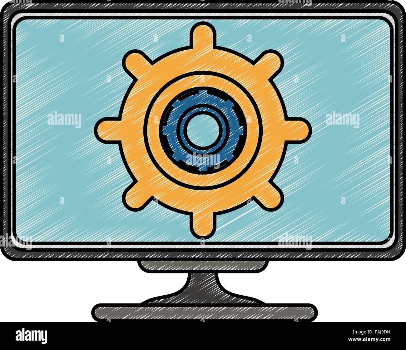 Gear on computer screen vector illustration graphic design Stock Vector ...