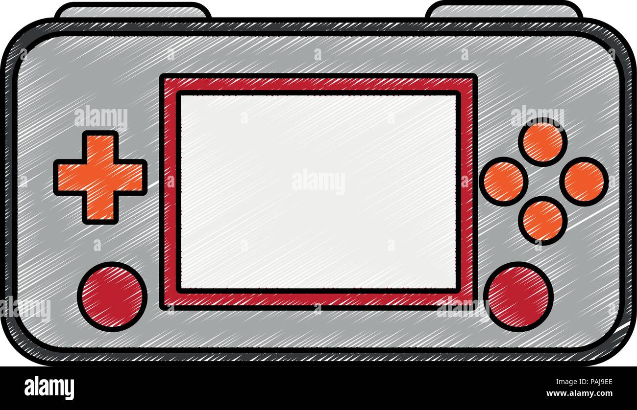 Retro videogame console portable vector illustration graphic design ...