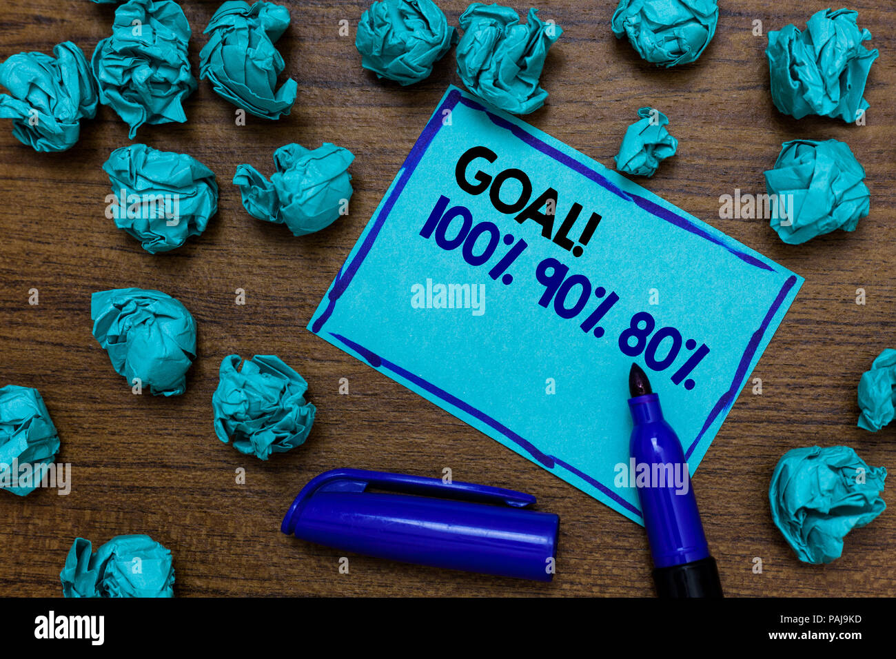 Conceptual hand writing showing Goal 100 90 80. Business photo ...