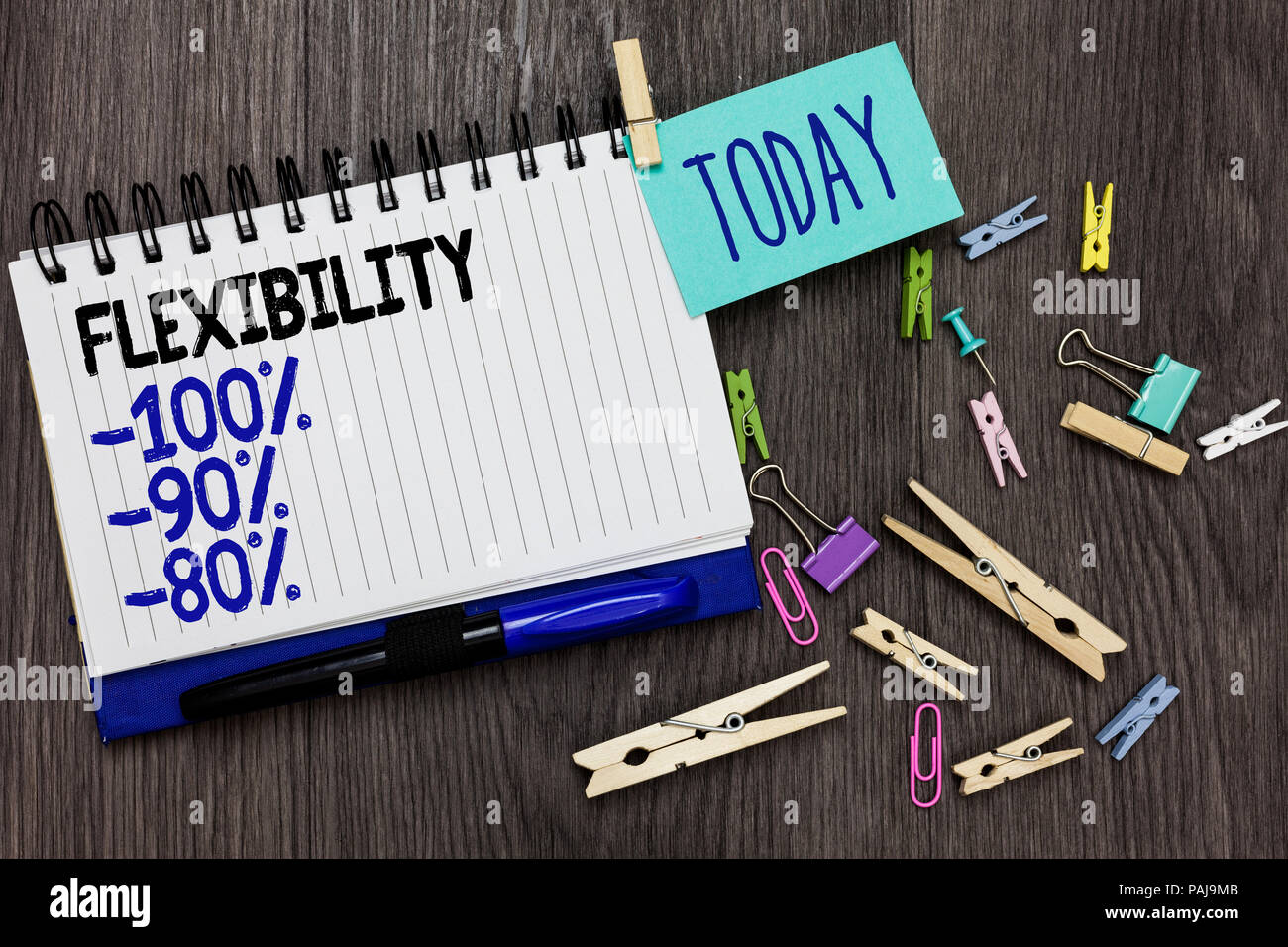 Writing note showing Flexibility 100 90 80. Business photo showcasing ...