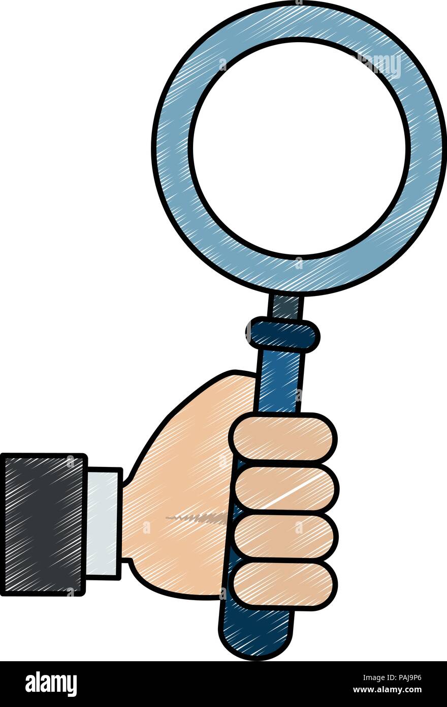Hand holding magnifying glass vector illustration graphic design Stock ...