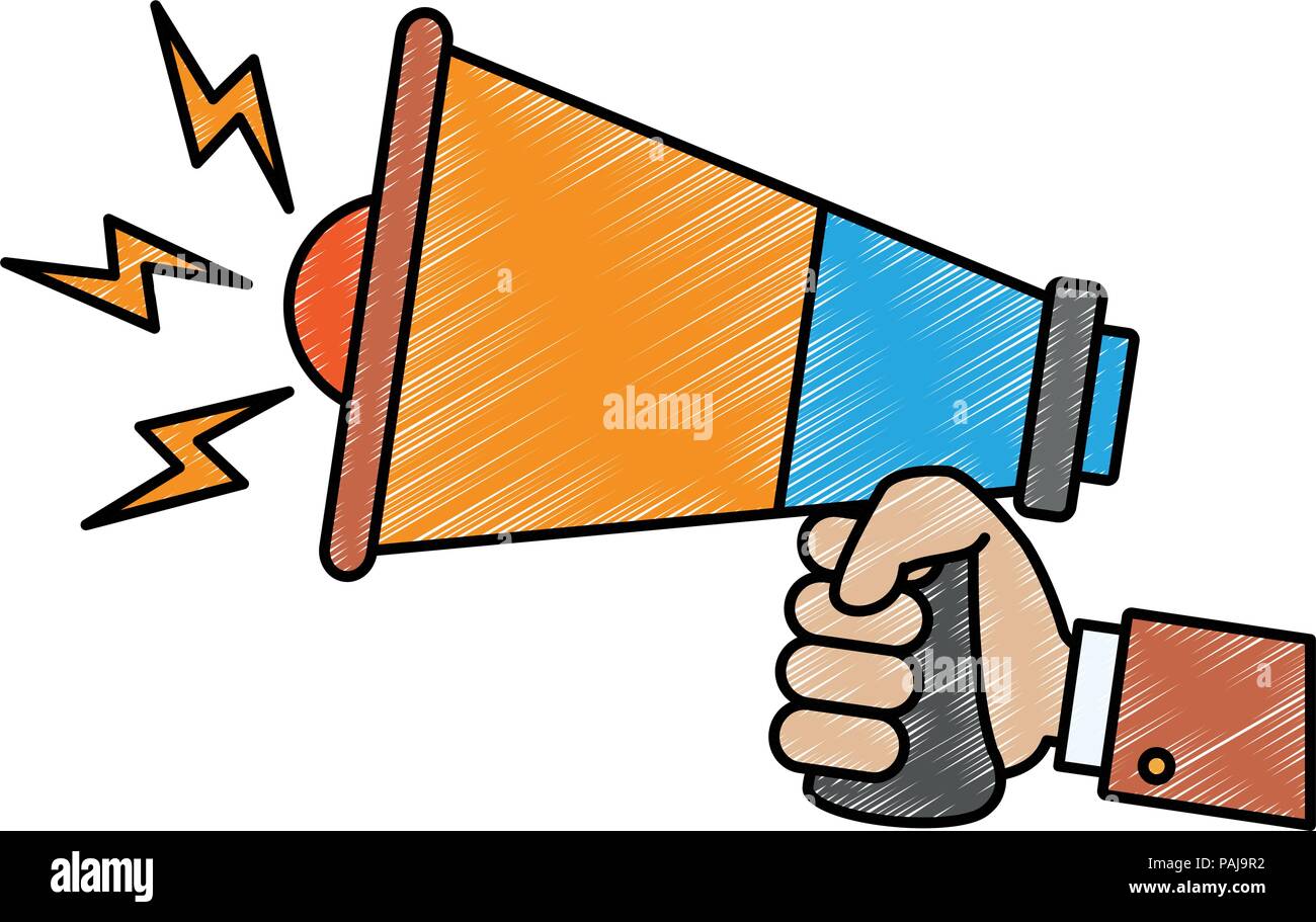 Hand holding bullhorn vector illustration graphic design Stock Vector ...
