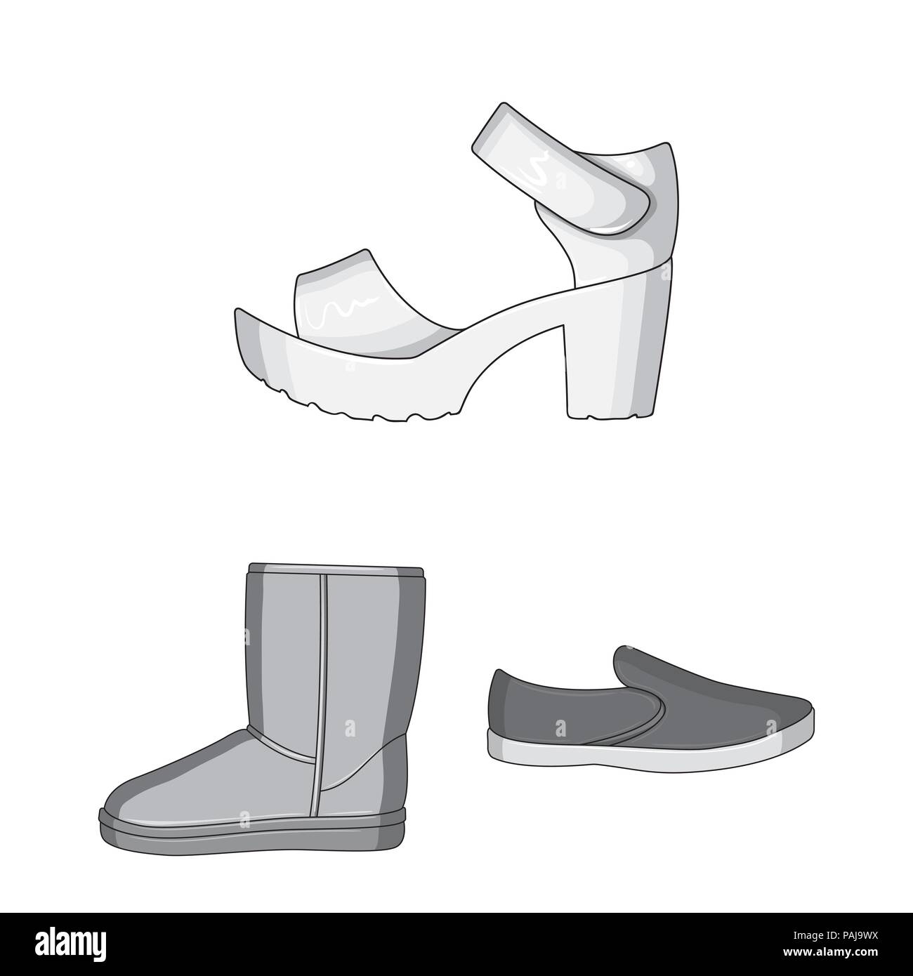 Different shoes monochrome icons in set collection for design. Men and ...