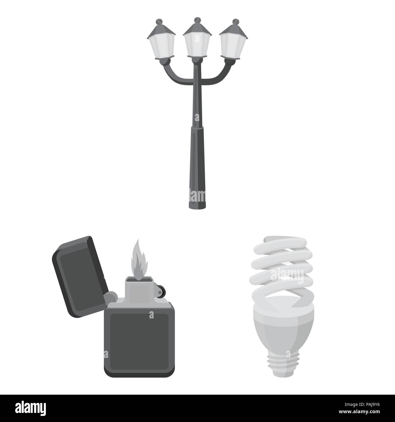 Light source monochrome icons in set collection for design. Light and ...