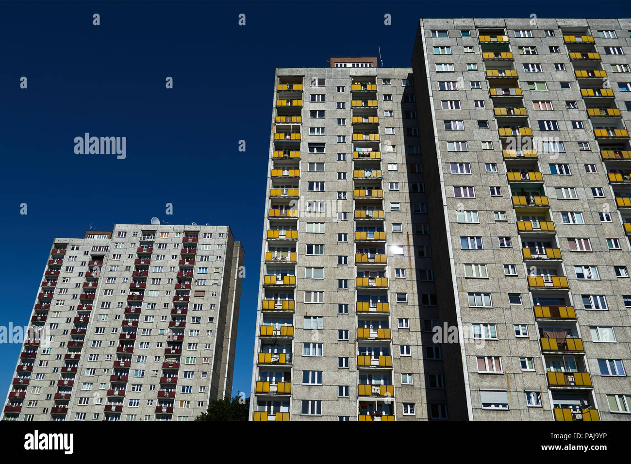 The facade of a residential high-rise buildings in Poznan Stock Photo ...