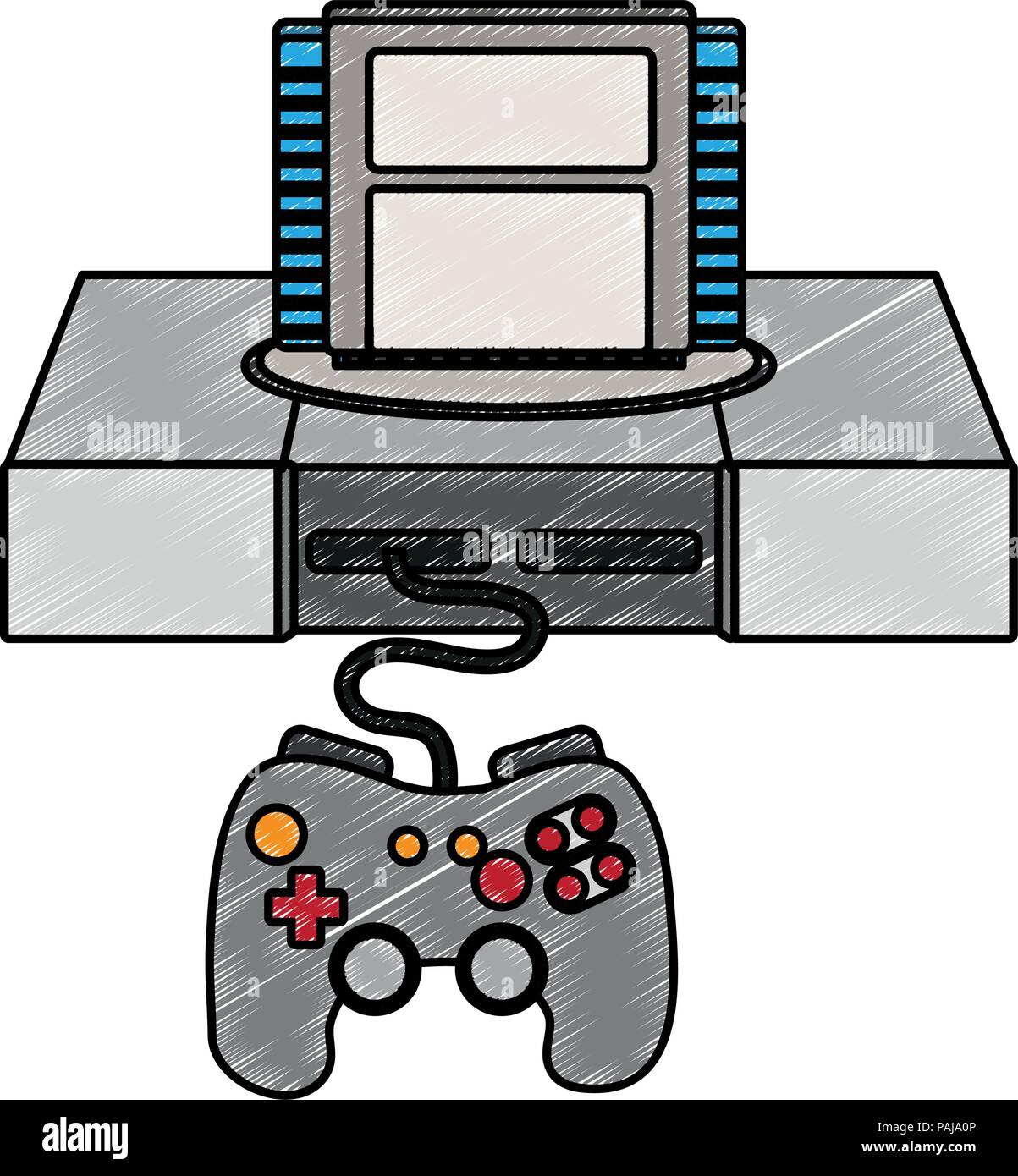 Retro Videogame Console Vector Illustration Graphic Design Stock Vector