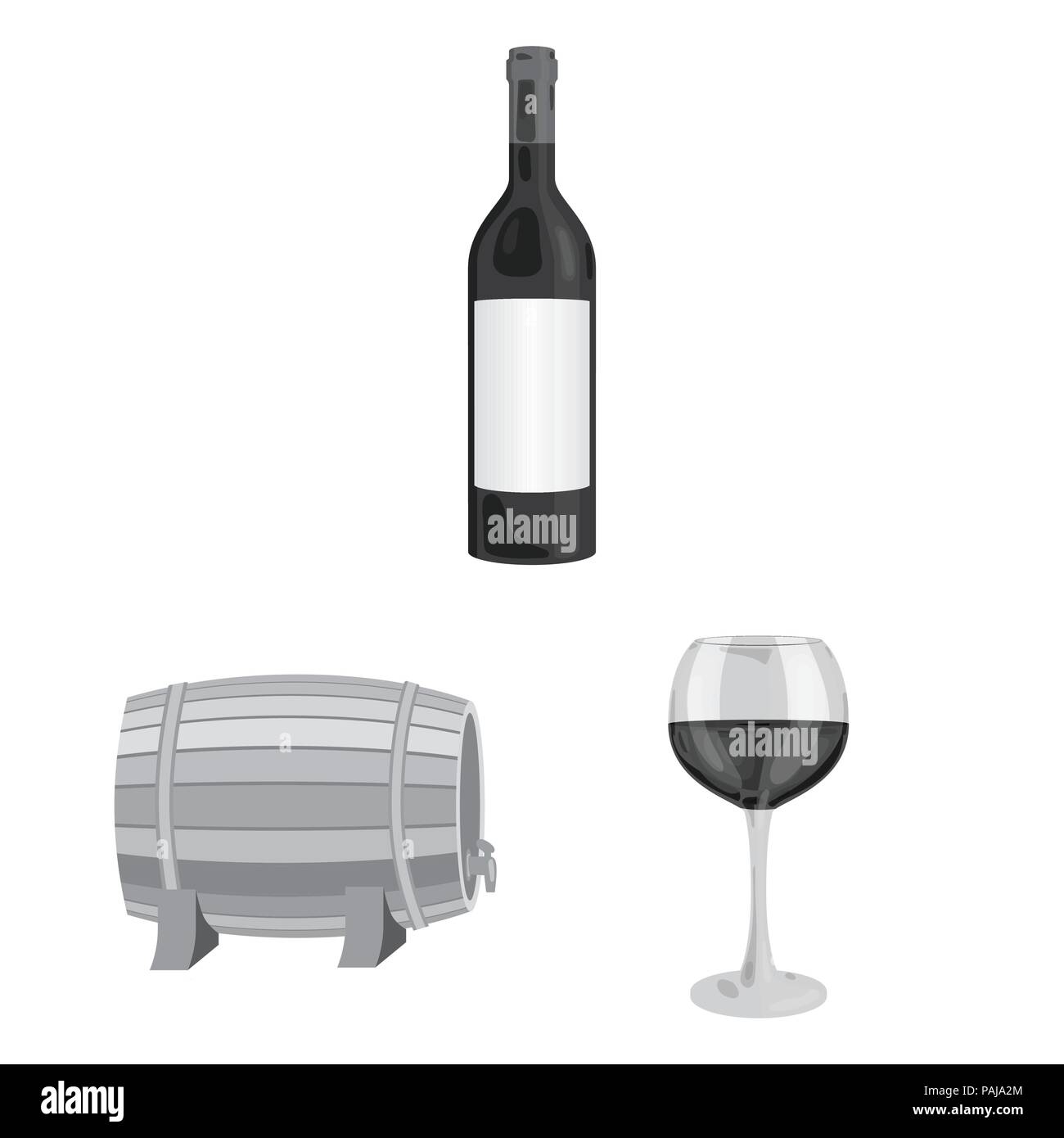 Wine products monochrome icons in set collection for design. Equipment ...