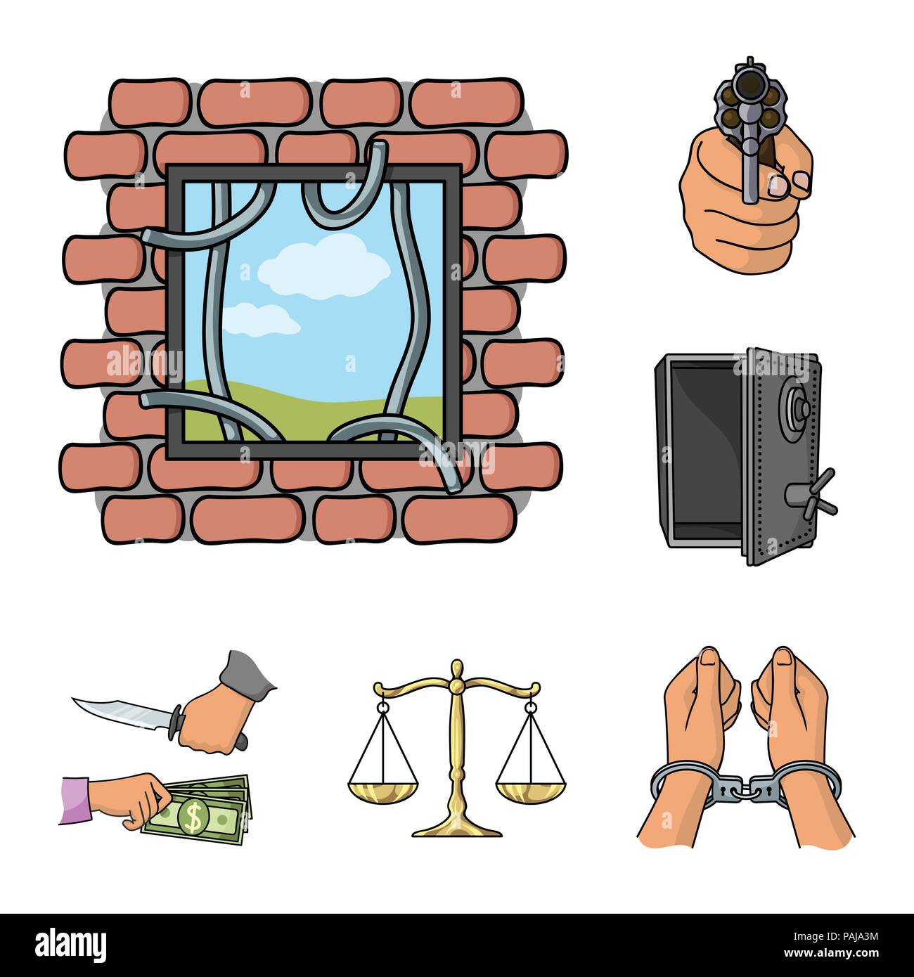 Crime and Punishment cartoon icons in set collection for design ...