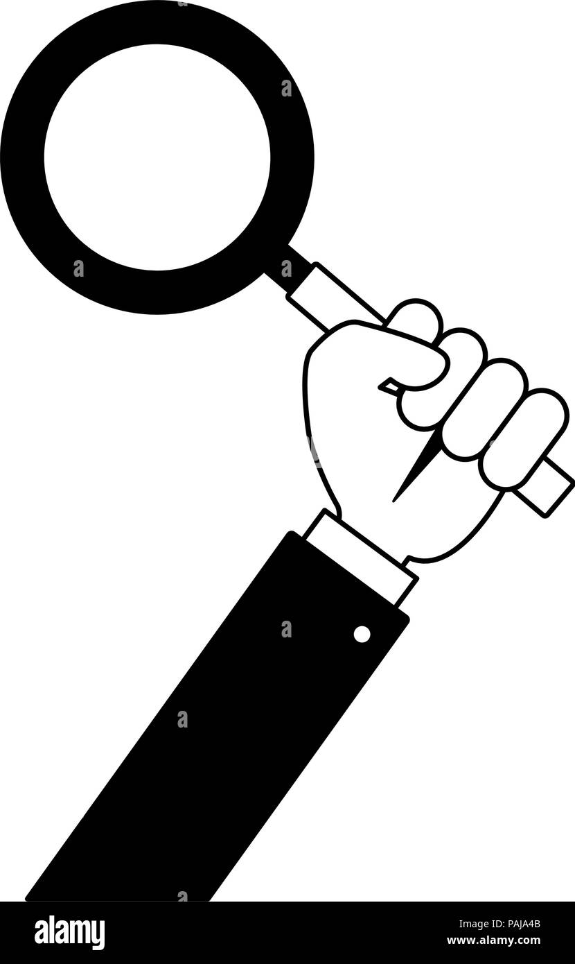 Hand holding magnifying glass vector illustration graphic design Stock ...