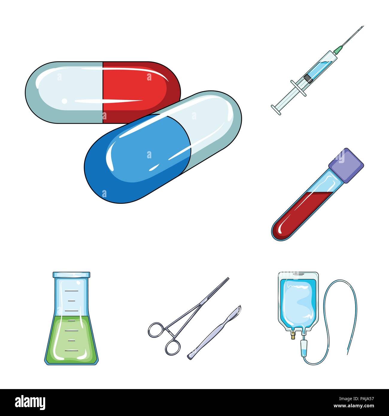 Medicine and treatment cartoon icons in set collection for design ...