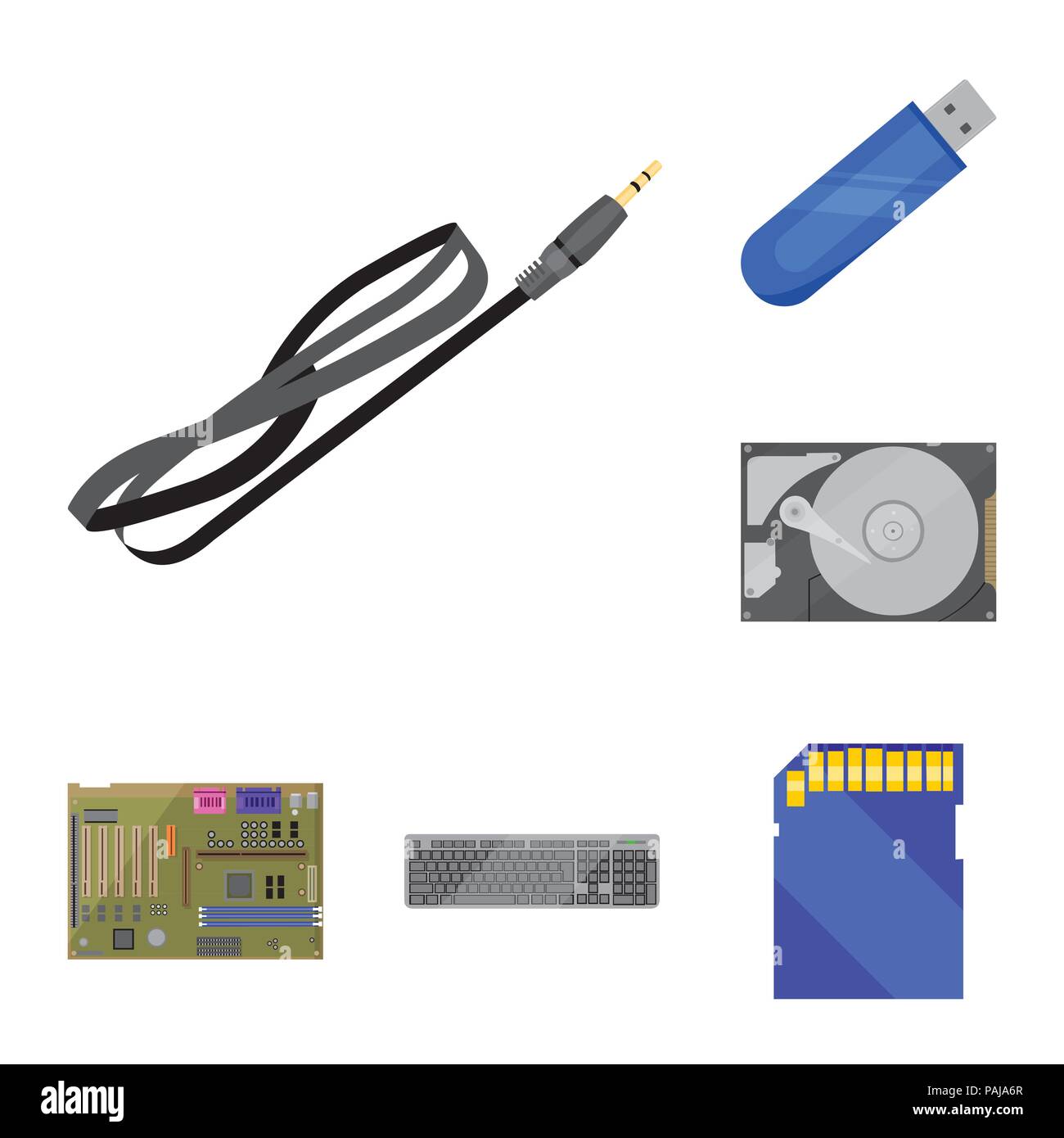 Personal computer cartoon icons in set collection for design. Equipment ...