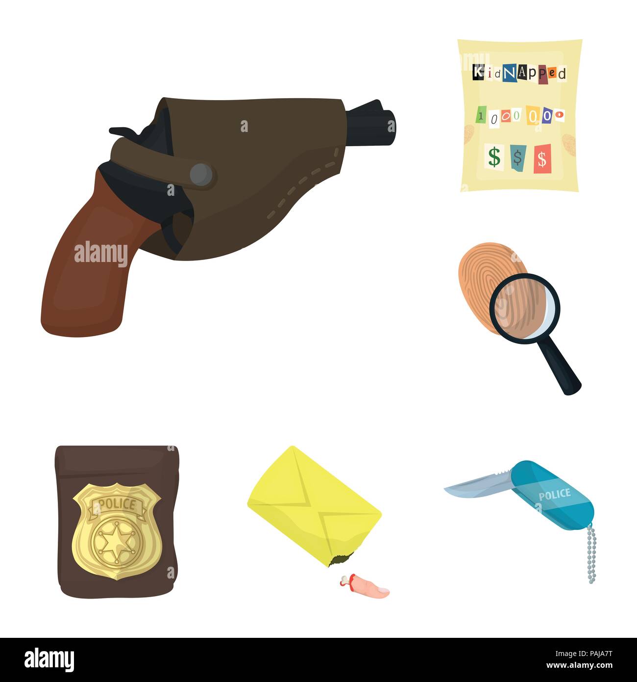 Detective agency cartoon icons in set collection for design. Crime and ...