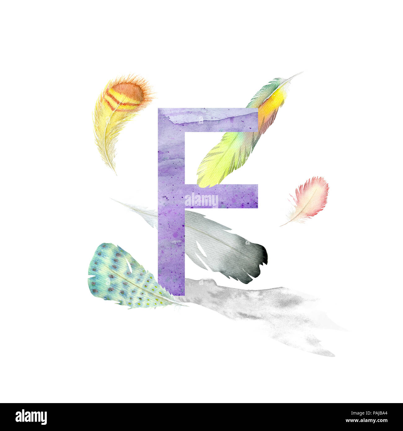 F is for Feather, Children's Alphabet Letter Stock Photo - Alamy