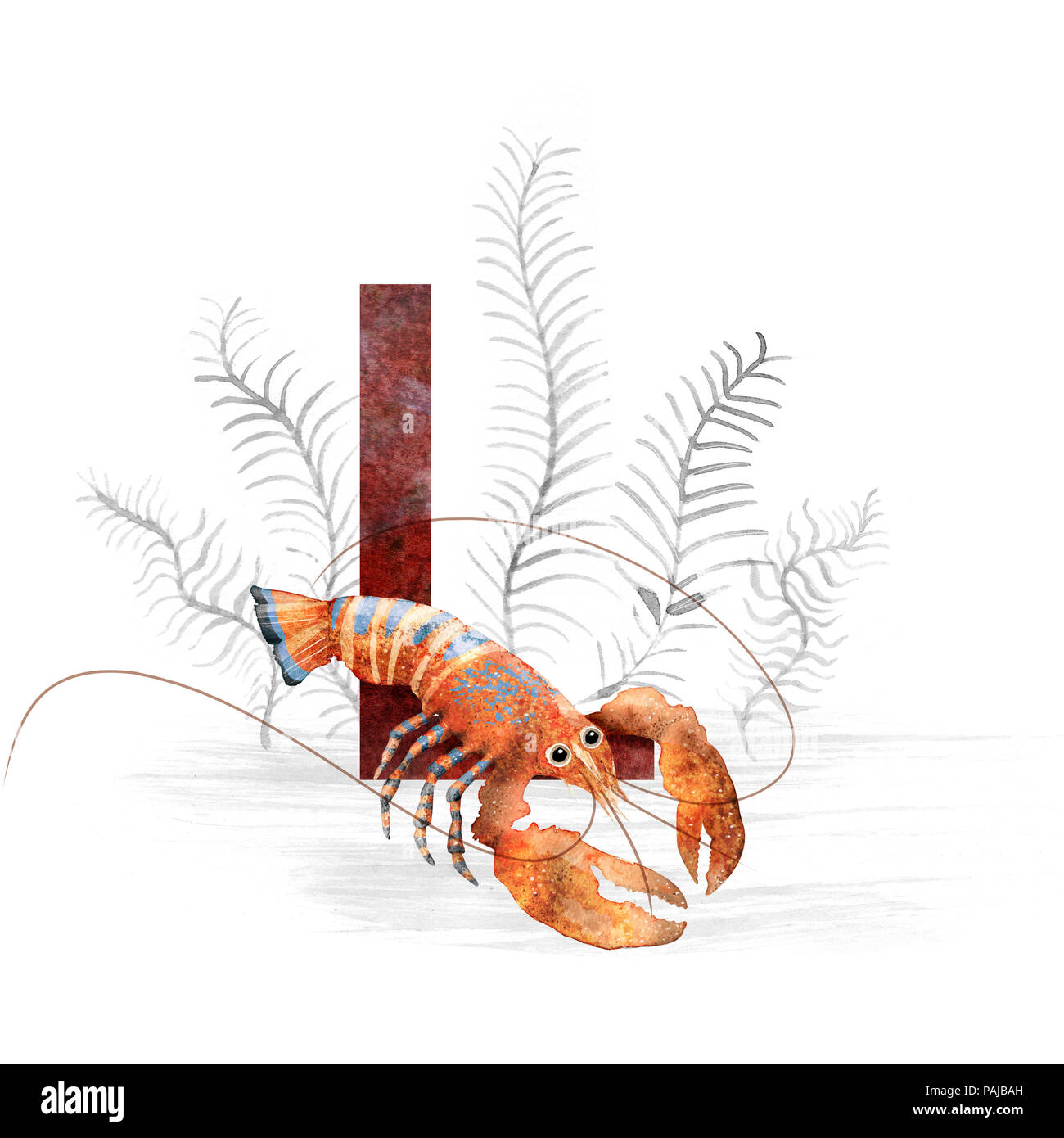 L is for Lobster, Children's Alphabet Letter Stock Photo - Alamy